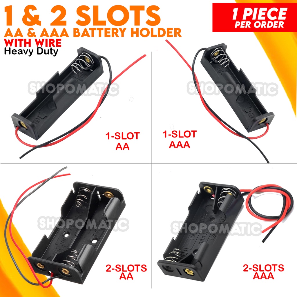 🟧AA/AAA Battery Holder Single Double Triple Quad With Wire Lead Arduino ...