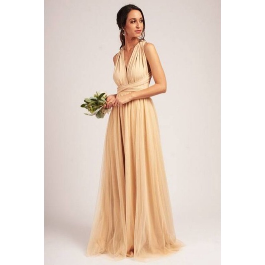 BEIGE INFINITY DRESS WITH TULLE | Shopee Philippines