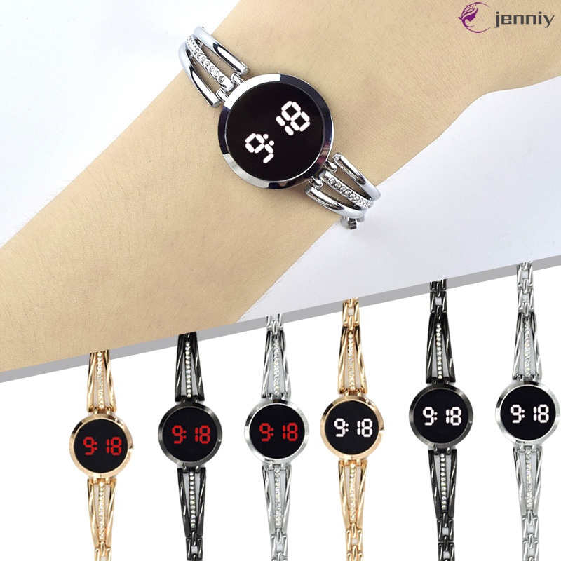 Women LED Display Digital Watch White Light Round Dial Wristwatch ...