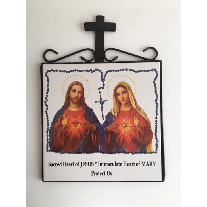 Sacred Heart of Jesus and Immaculate Heart of Mary Wrought Iron Frame ...