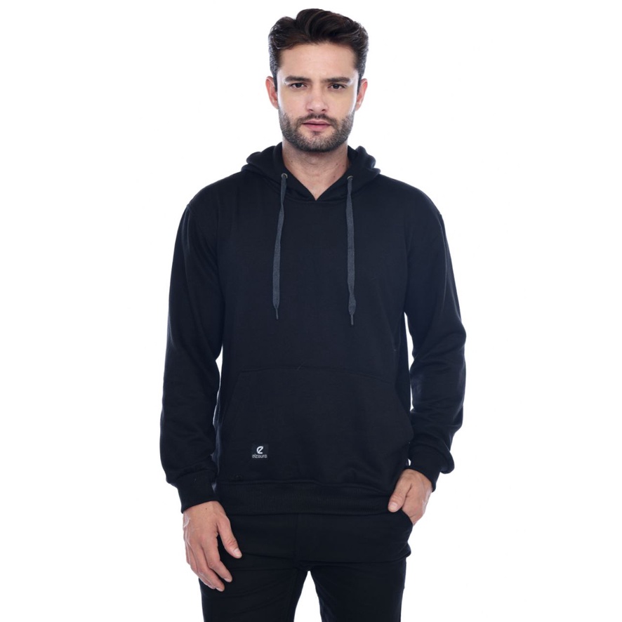 HITAM PRIA Elzaura Distro Black Plain Hoodie Sweater Jacket For Men ...