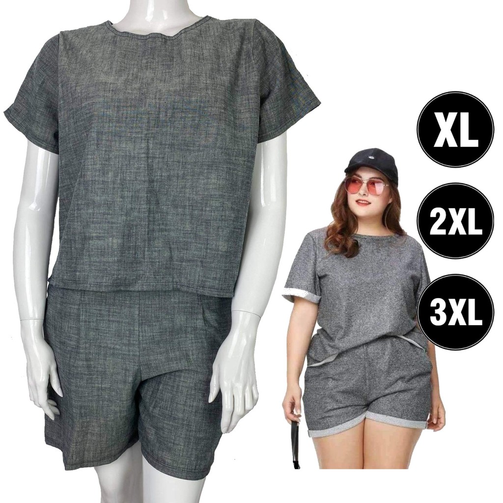 Plus Size Terno Chambray (COD) | Shopee Philippines