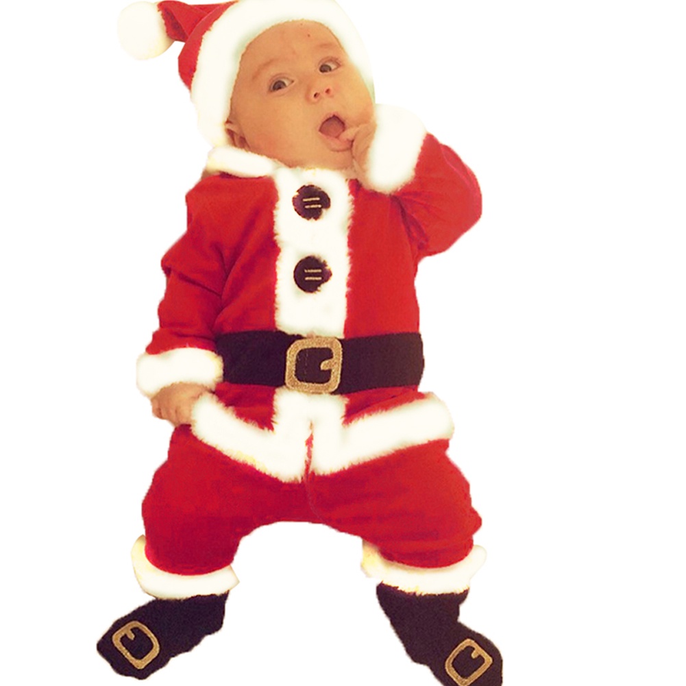 4PCS Christmas Clothes Baby Boy Girl Long Sleeve Santa Claus Tops ...