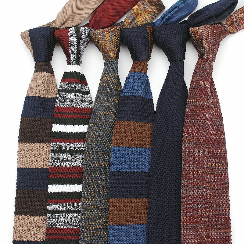 Classic 7CM Mens Ties Knitted Tie Stripes Solid Formal Bridegroom ...