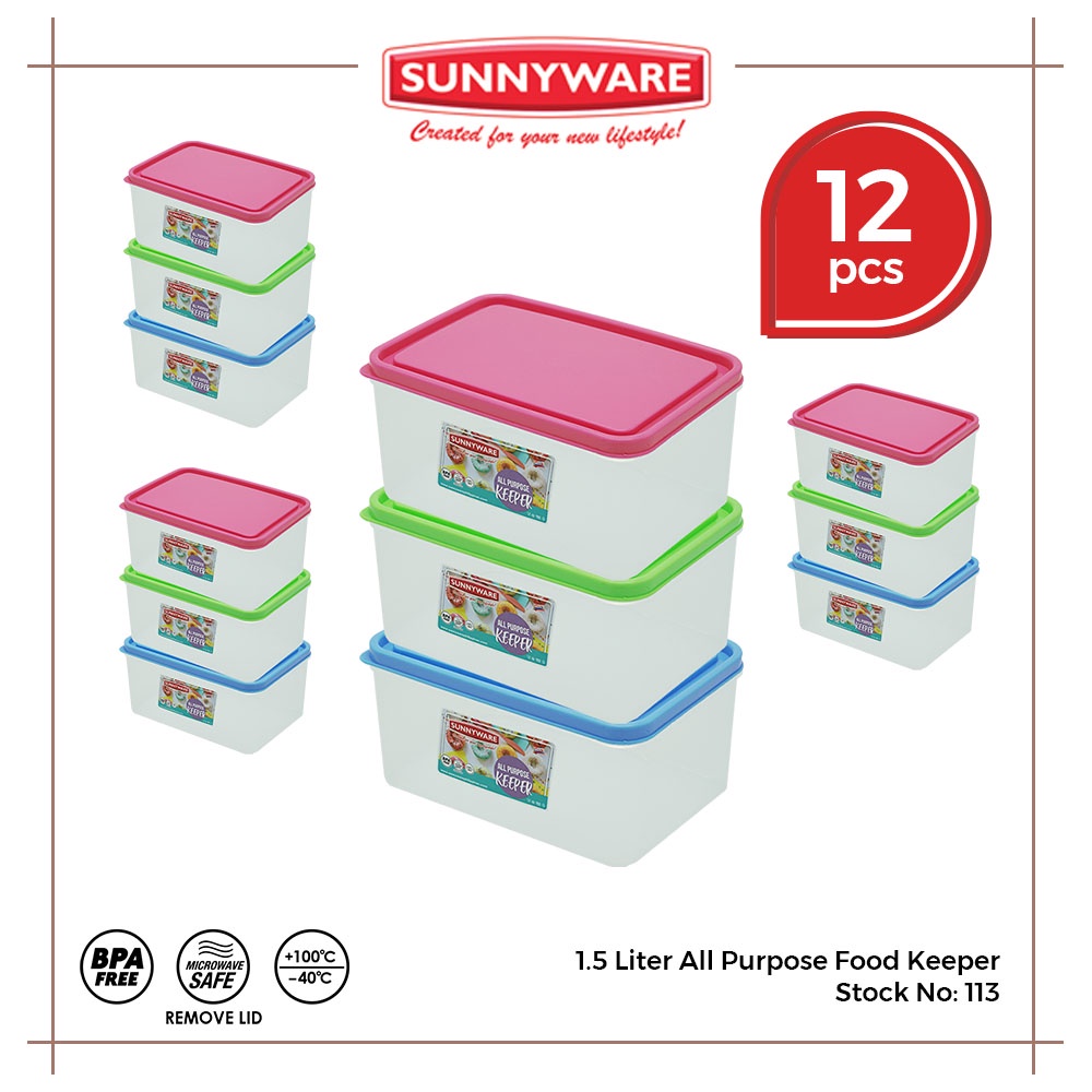 12pcs 1.5 liter All Purpose Food Keeper [Sunnyware 113] | Plasticware ...