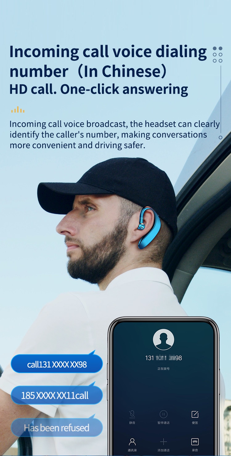 S109 Bluetooth 5.0 Business Headphones Noise Canceling HD Microphone ...