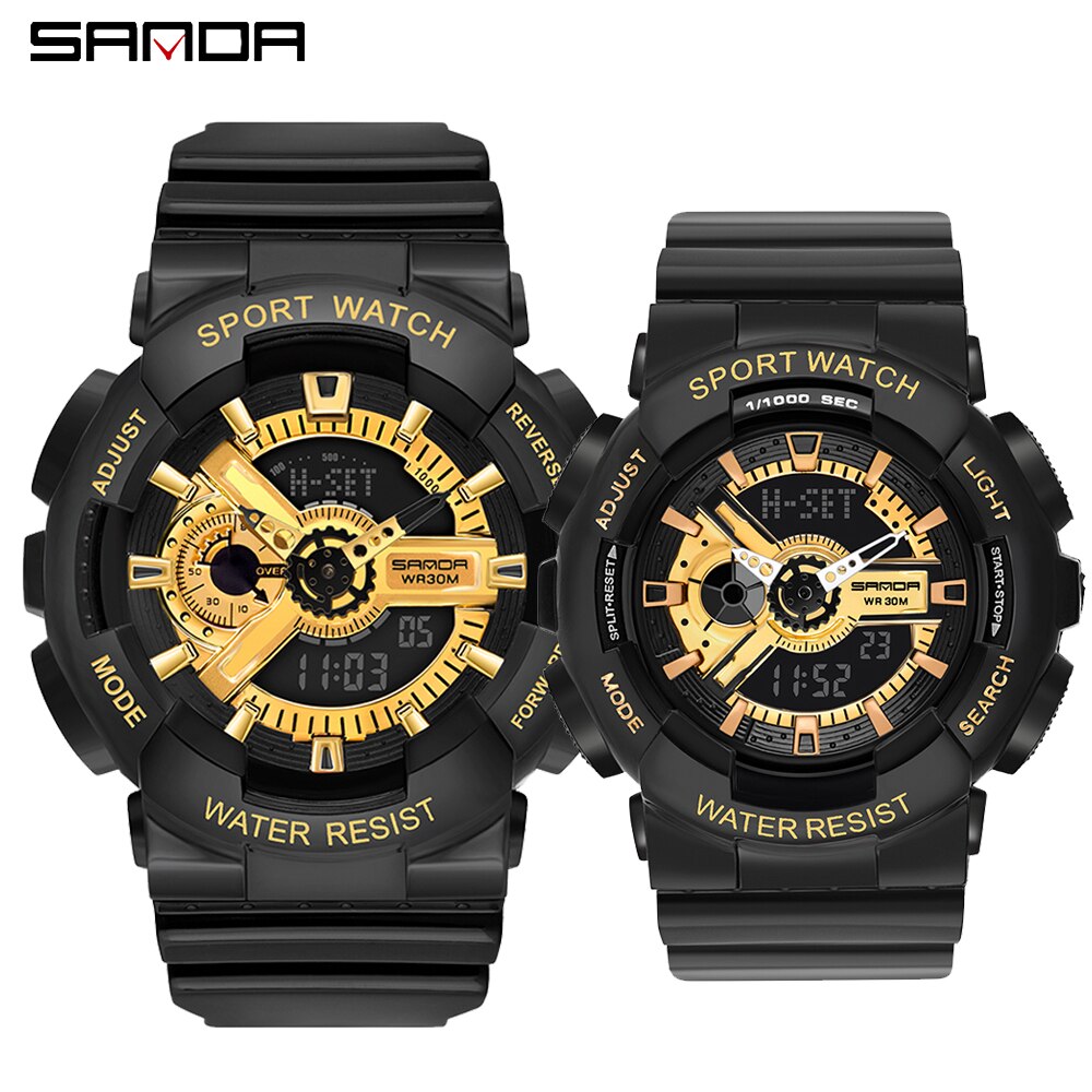 SANDA G Style Couple Watches Men Outdoors Waterproof Multifunction LED Digital Wristwatch for ...