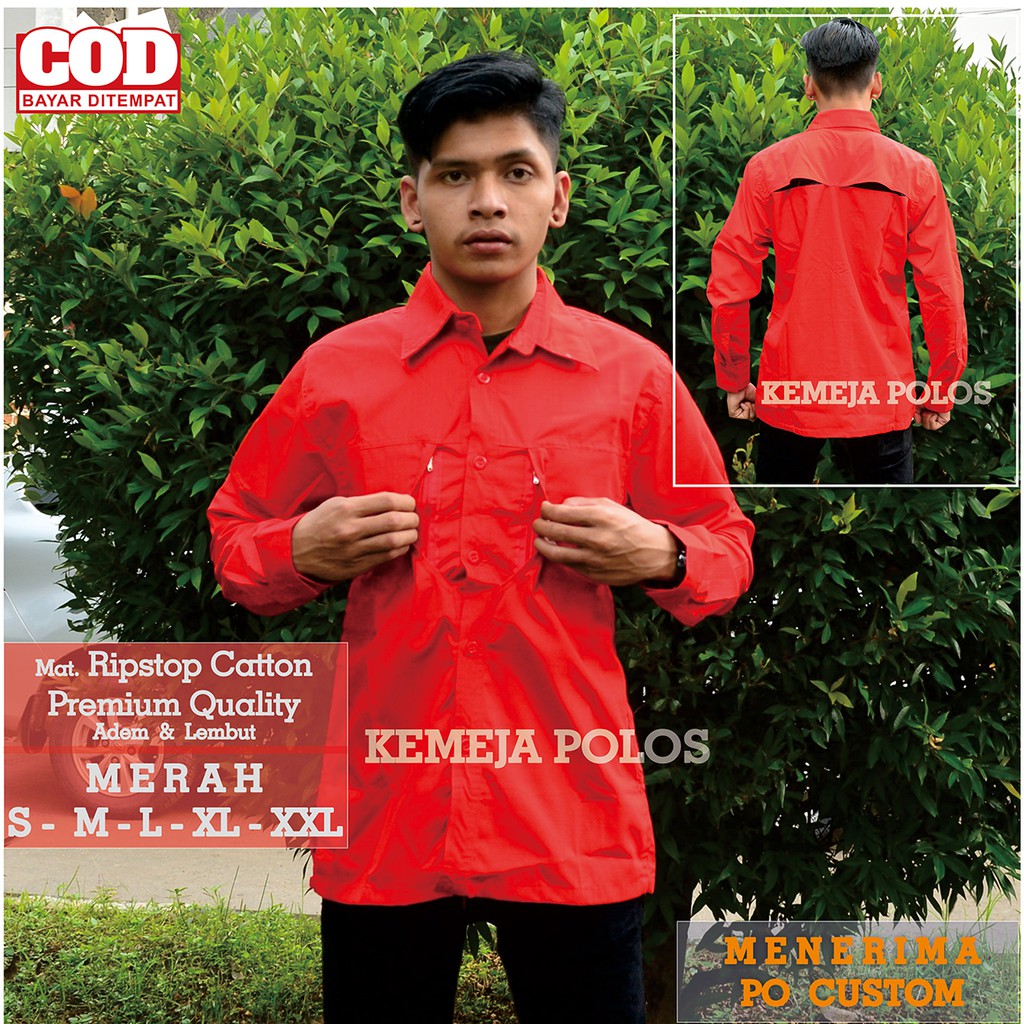 KEMEJA MERAH Long Sleeve SEMI FORMAL PREMIUM OUTFIT | Red Chili PDL/PDH ...