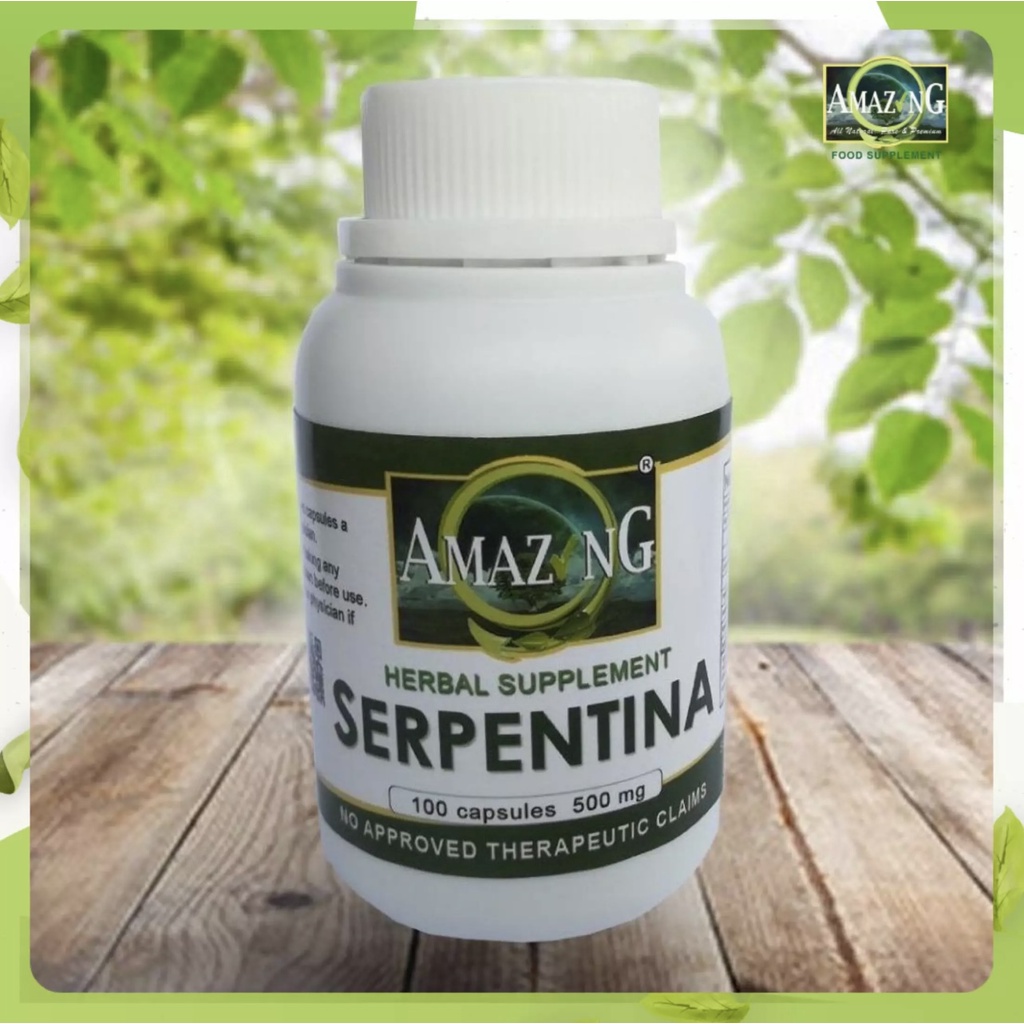 Amazing Food Supplement Serpentina 500mg Capsules Bottle Of 100 Pure