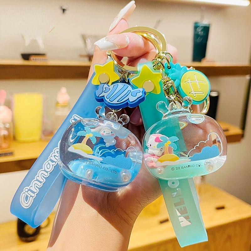 Genuine Sanrio Oil Floating Bottle Keychain/Creative Small Gift Pendant ...