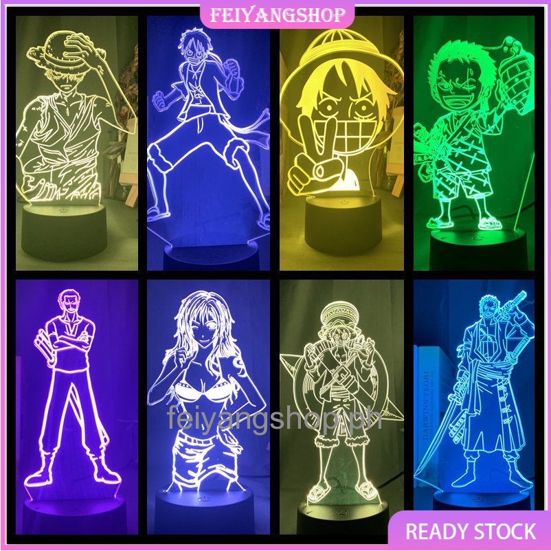 One Piece Figure Bedside LED Remote Night Light Luffy Zoro Anime Desk ...