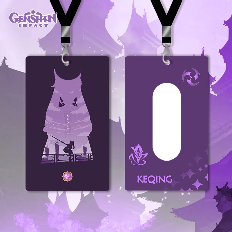 Game Genshin Impact Lanyards Zhongli Xiao Keqing Plastic Card Cover ...