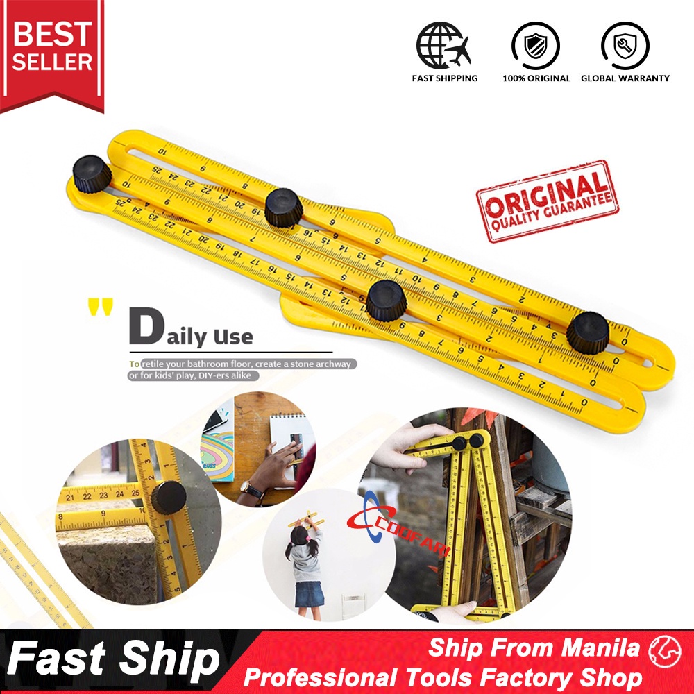 Professional Template Tool Angle Ruler Measuring Protractor Activity Four Fold Ruler With Metric