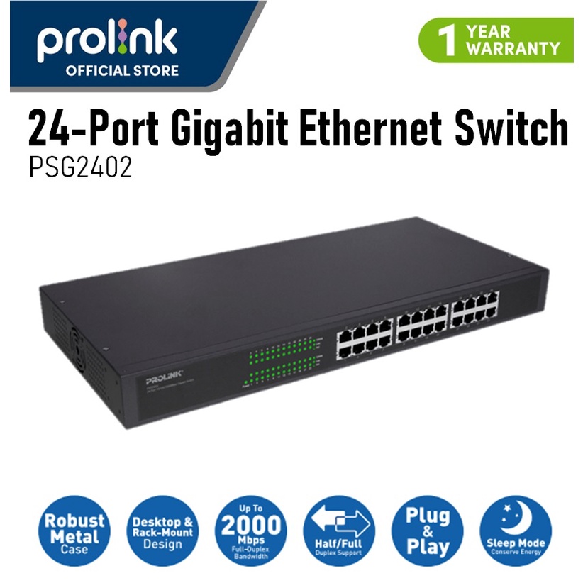 PROLiNK PSG2402 24-Port Ethernet Switch Desktop Rack Mountable 10/100 ...