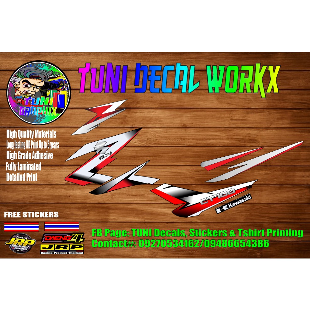 Kawasaki Ct100/125 Bajaj Stock Decal (RED) | Shopee Philippines