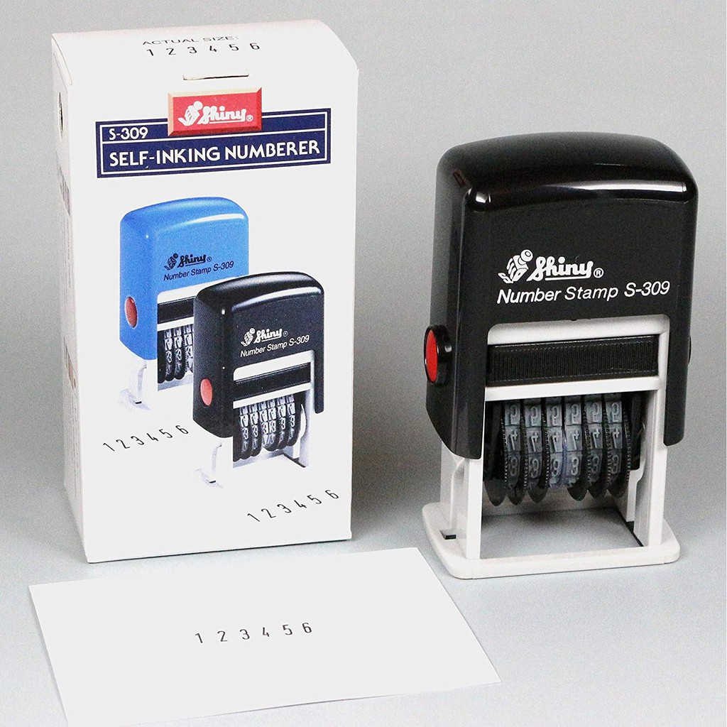 Shiny Numbering Stamp 6 Digit 3mm / 4mm S-309 / S-409 SelfInk & Replacement Ink Pad S-300-7, S ...