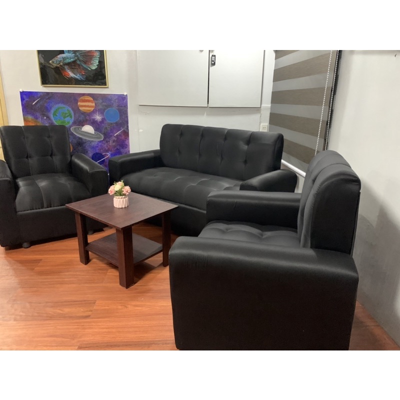 AMBASSADOR SOFA SET BLACK FABRIC WITH WOOD TABLE free delibery ncr c ...