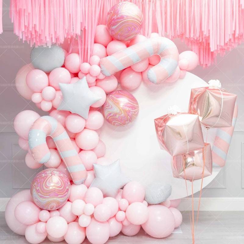Pink balloon chain combination birthday party wedding room layout suit ...