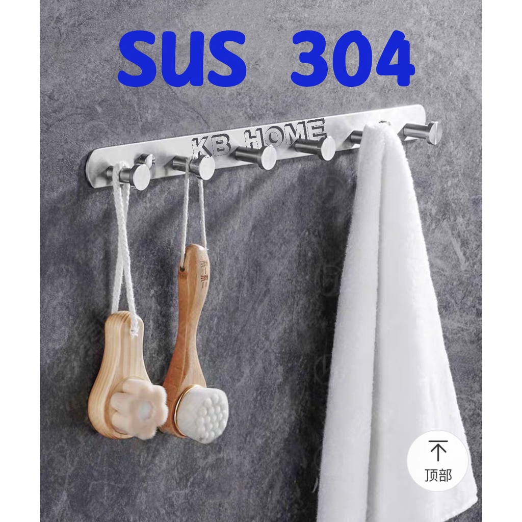 KBHOME SUS304 MATT 6 HOOKS HIGH QUALITY STAINLESS STEEL Bedroom Living ...