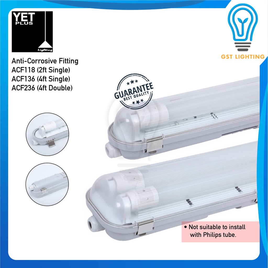Yetplus 2Ft / 4Ft LED T8 Single / Double Anti Corrosive Fitting IP65 ...