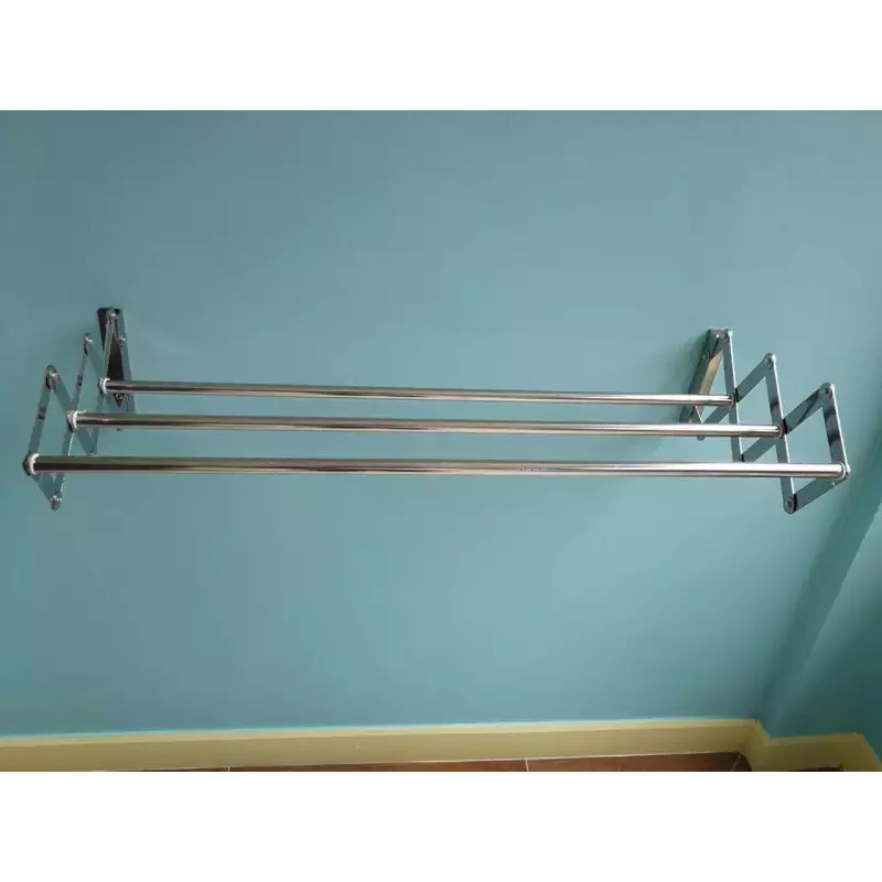Wall-Mounted Aluminum Clothes Drying Rack Retractable-3 Lines 1 M Long ...
