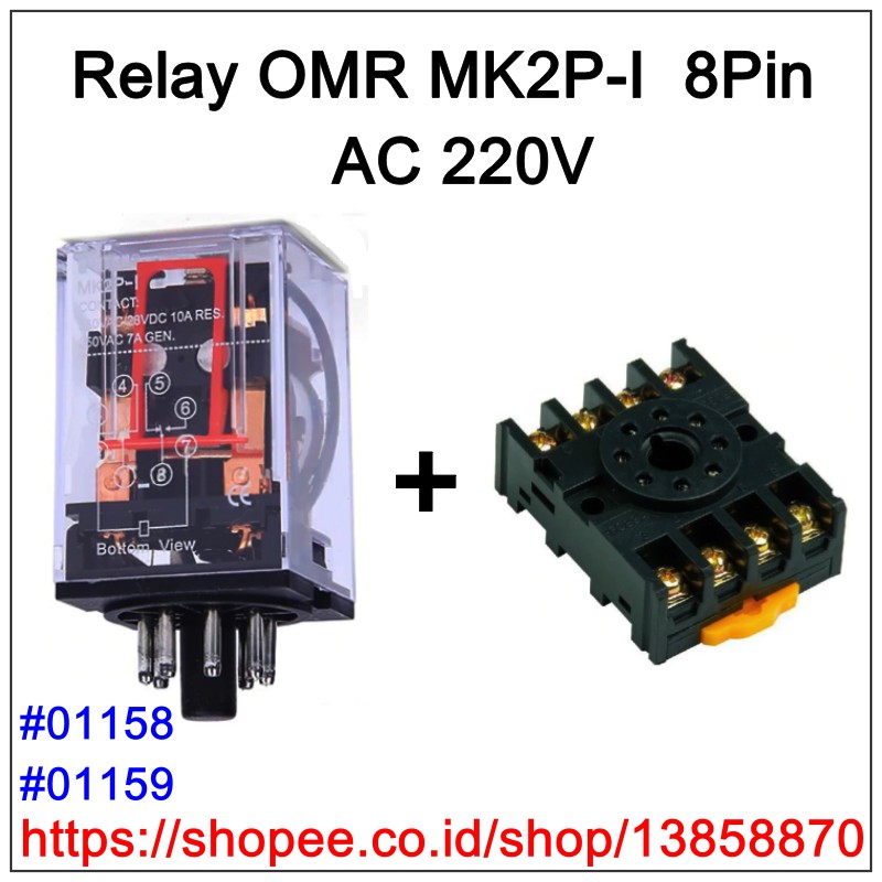 Relay 220V AC 8Pin MK2P-I Plus Socket Holder Socket 8 feet MK2P ...