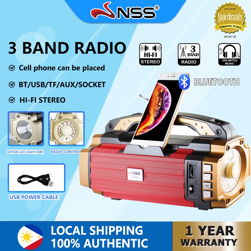 NSS 3 Band Radio FM/AM/SW Portable Bluetooth Radio HI-FI Stereo ...