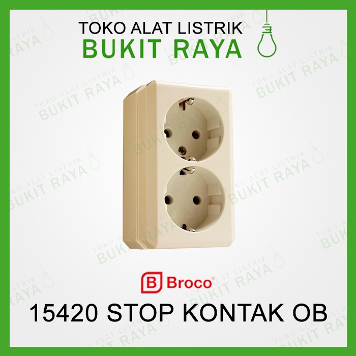 15420 Broco Double Socket Ground Outbow OB Square Cream | Shopee ...