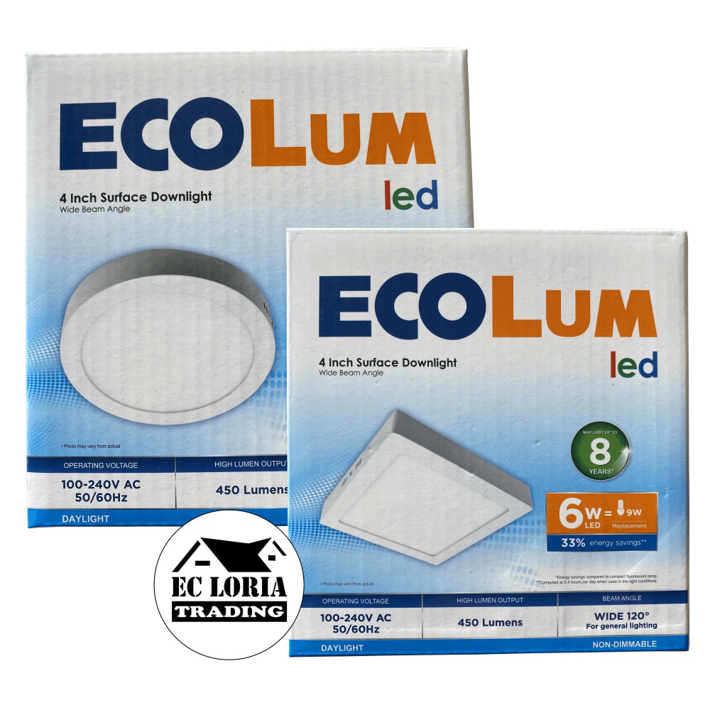 Ecolum Surface Mounted LED Downlight 6W (Round and Square) | Shopee ...