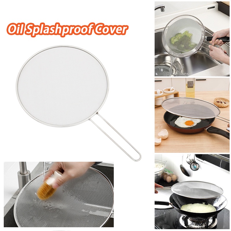33cm 304 Stainless Steel Grease Splatter Guard Pan Oil Splash Cover ...