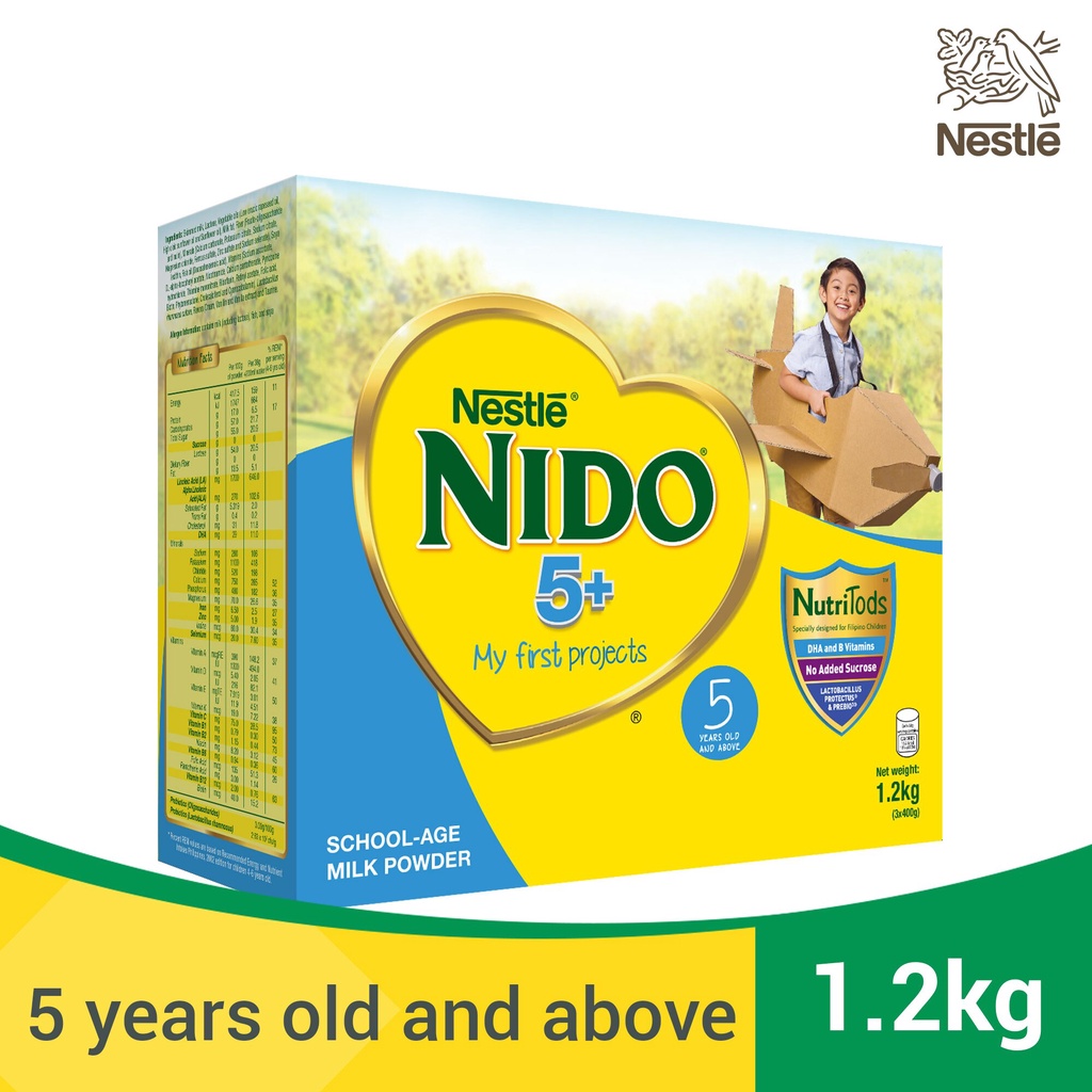 NIDO 5+ Powdered Milk Drink for Pre-Schoolers Above 5 Years Old 1.2kg ...
