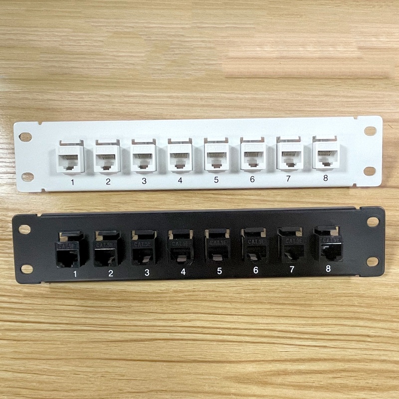 RR 8-Port CAT5e Shielded Patch Panel RJ45 10G Metal Housing Color-Coded ...