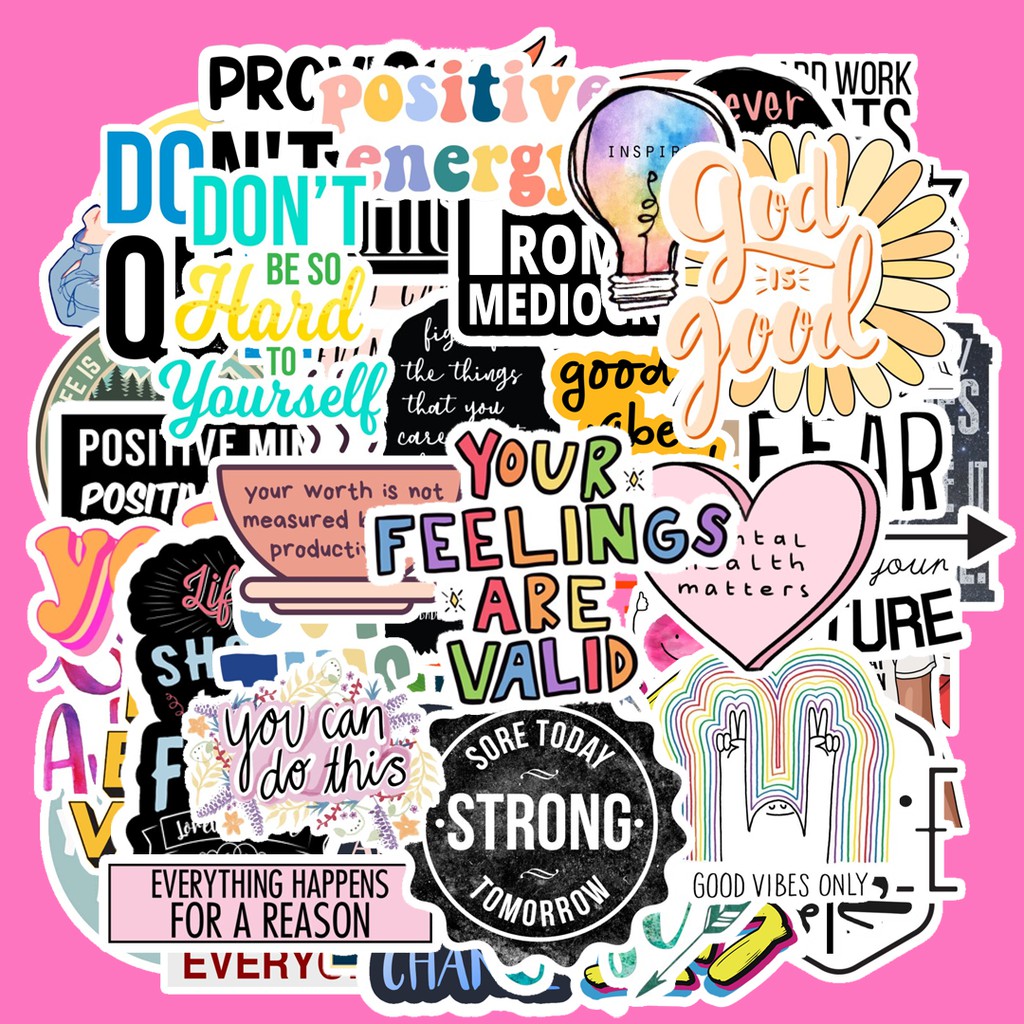 50 pcs. INSPIRATIONAL STICKERS MOTIVATIONAL | waterproof | POSITIVE ...