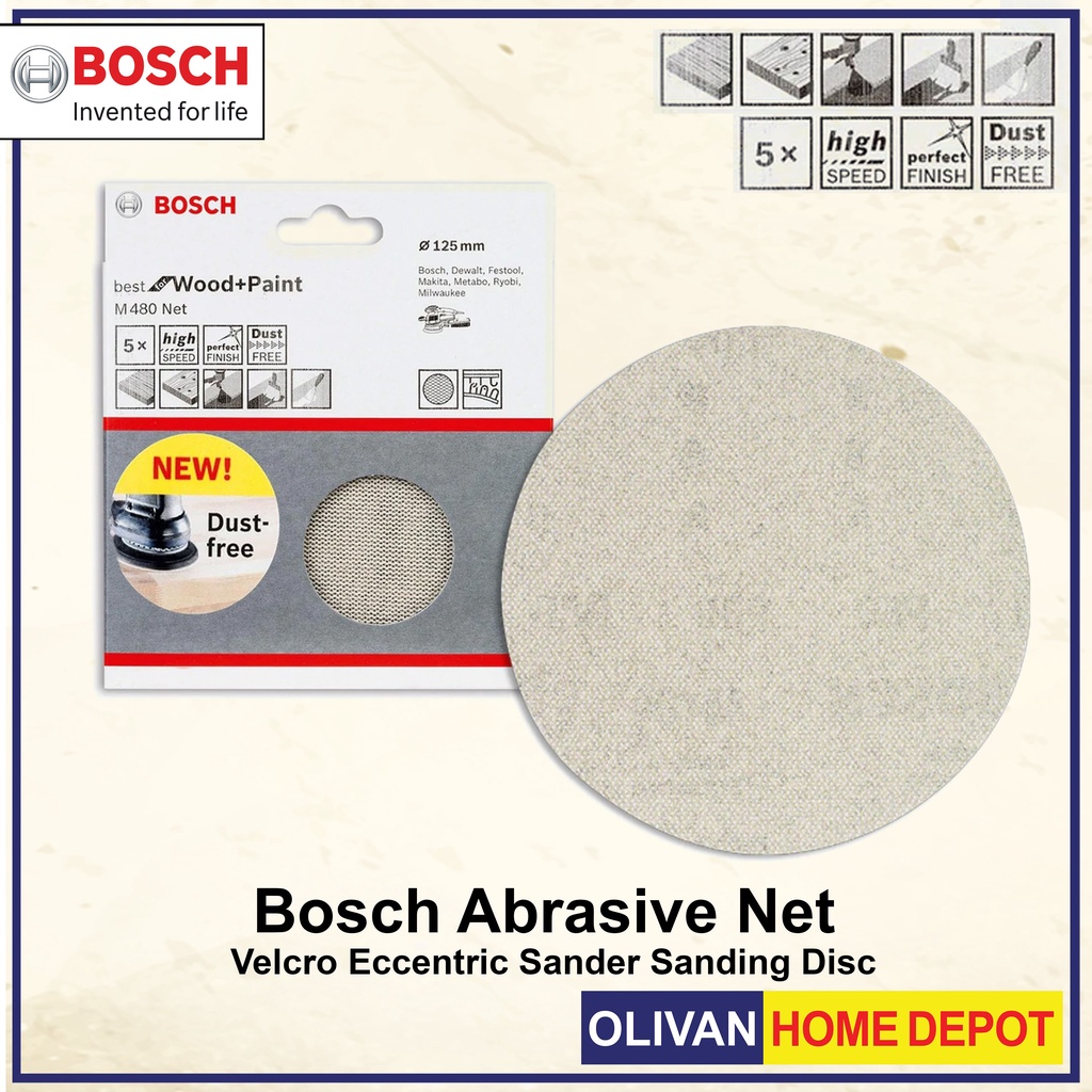 BOSCH Accessories Abrasive Net Eccentric M480 (5PC) | Shopee Philippines