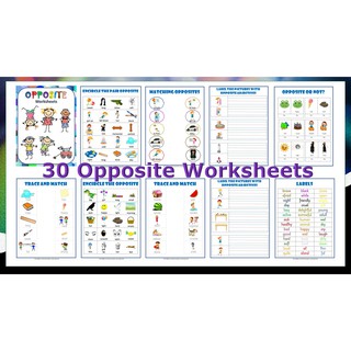 Opposite Words Laminated Charts for Kids A4 Size and worksheet | Shopee ...