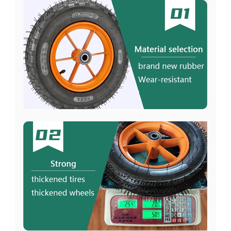 300-8 trolley tiger car inflatable wheel mute rubber wheel caster heavy ...