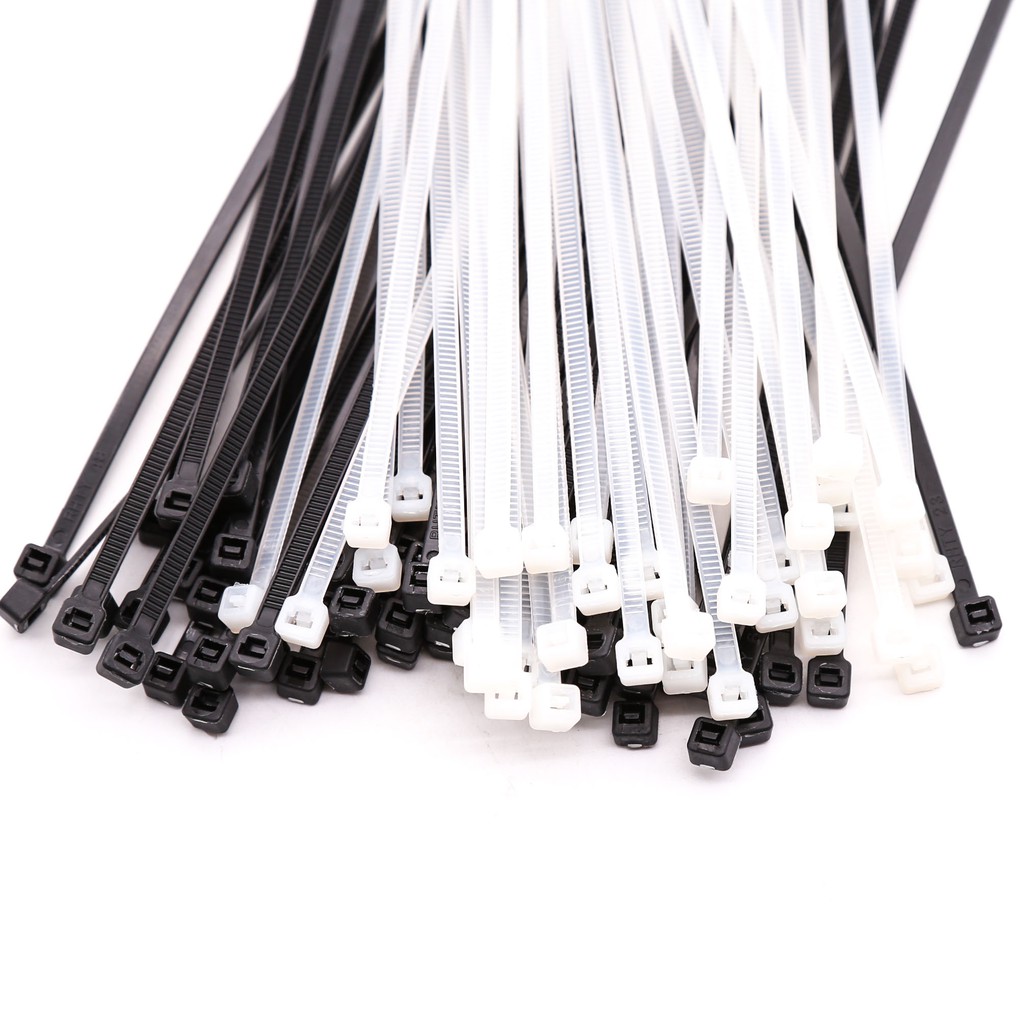Nylon Strap 4mm Black White Self-Locking Plastic Nylon Cable Ties 4 ...