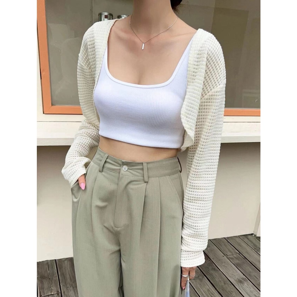 Angelcity Solid Drop Shoulder Open Front Top Cardigan | Shopee Philippines