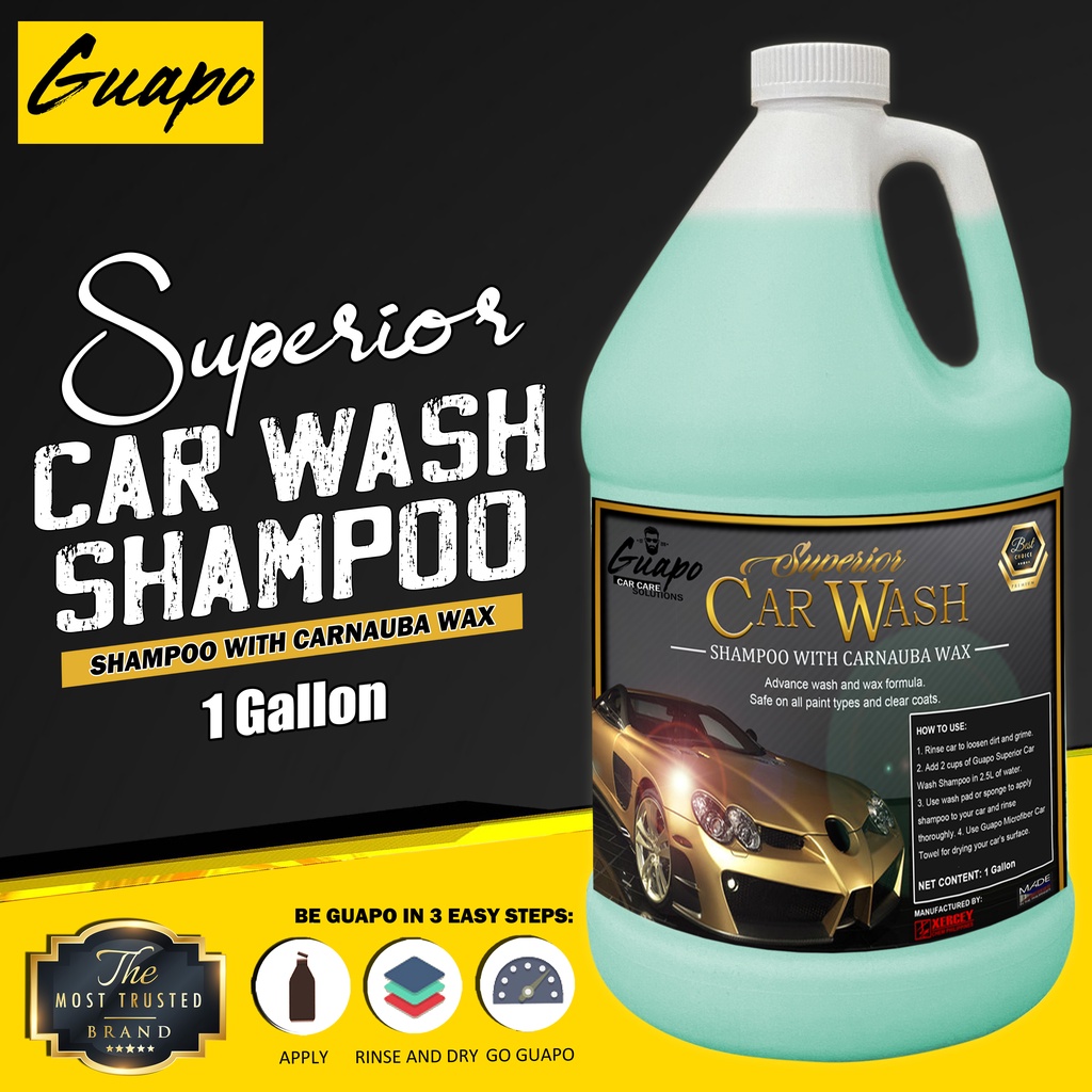 Guapo Superior Car Shampoo w/ Carnauba Wax Motor Wash Shampoo with Wax ...