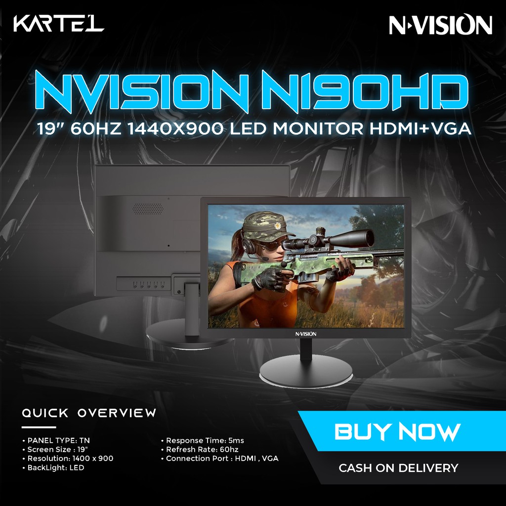 NVISION LED 19" N190HD MOUNTABLE and WIDESCREEN Gaming Monitor | Shopee ...