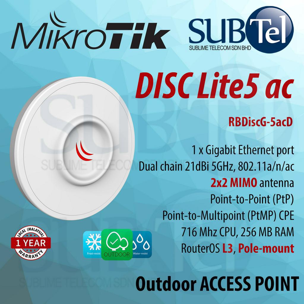 Mikrotik RBDiscG-5acD DISC Lite5 ac 5GHz Outdoor WiFi AP Access Point ...
