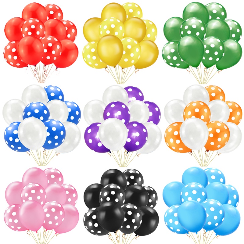 10pcs Minnie Mickey Theme Color Polka Dots Balloons Blue Red Black ...
