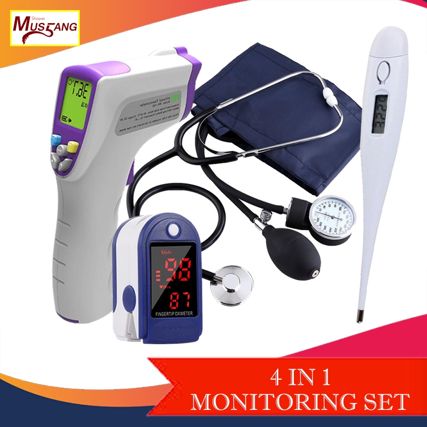 (BUNDLE) 4IN1 Aneroid BP Monitor SET + Pulse Oximeter + Infrared ...