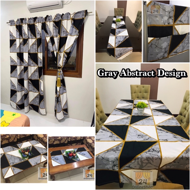 Gray Abstract Design Curtains - Table Cover | Shopee Philippines