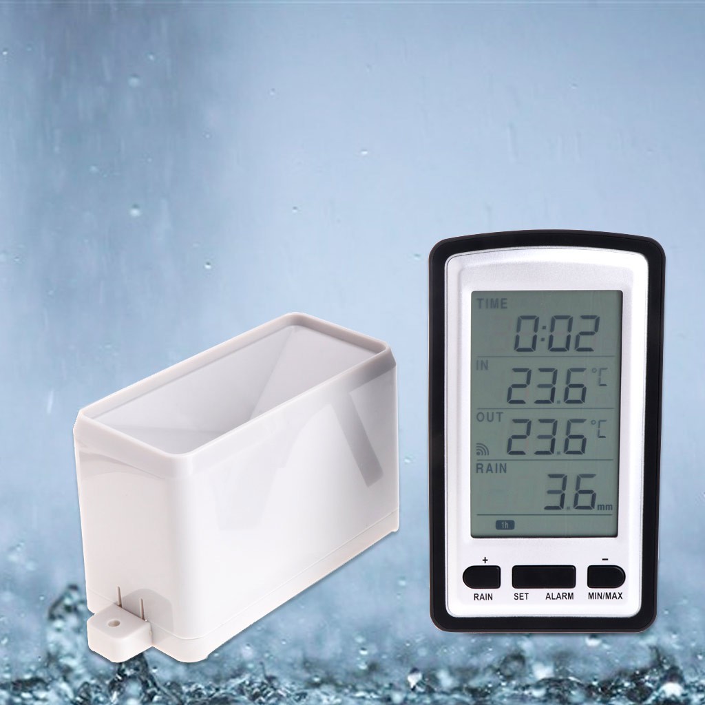 Rain Meter Gauge Weather Station indoor/outdoor temperature Recorder ...