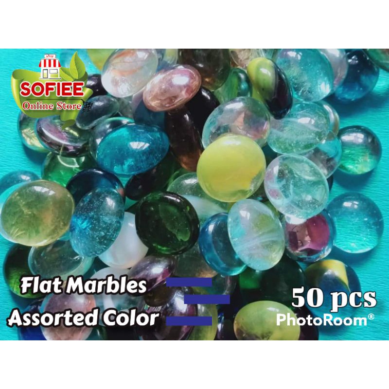 50 pieces assorted color Flat Marbles | Crafts and Design | Shopee ...