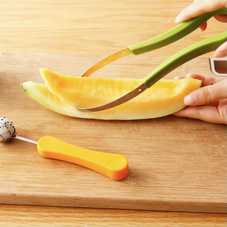 3in1 set fruit cutter,melon balls,fruit spoons,stainless steel fruit ...