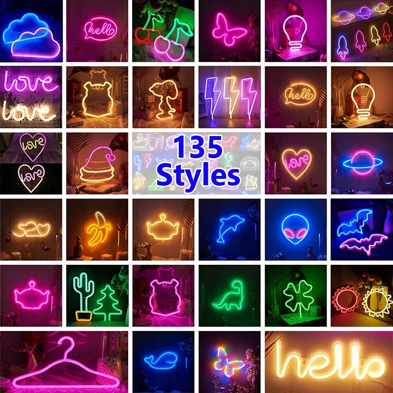 Neon LED Night Battery Light Modeling lamp Lightning Love Moon Cloud ...