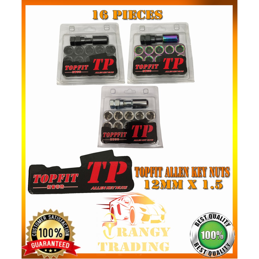 TOPFIT Allen Key Nuts 12MM X 1.5 (16 pieces)( Lugnuts )(Car Accessories ...