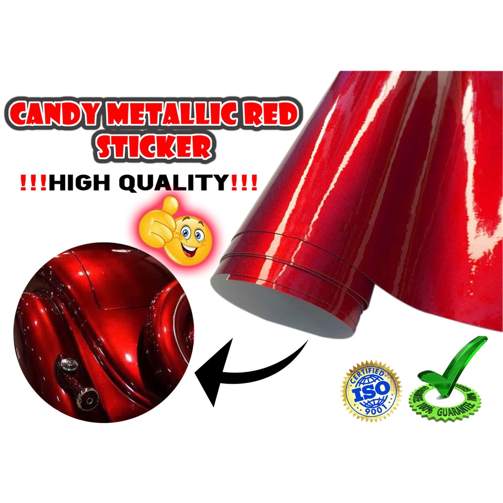 STICKER CANDY RED METALLIC CAR / MC Wrap STICKER | Shopee Philippines
